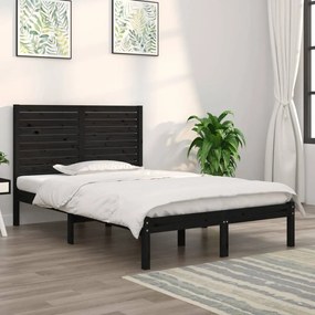Rám postele černý masivní dřevo 140 x 190 cm,  3104592