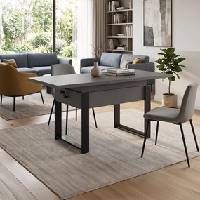 Rozkládací polohovací konferenční stolek HOGO 3v1 | 120-157x62,5-74,5x67 cm | síla horní desky 32 mm | tmavě šedá/černé nohy