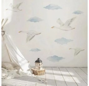Samolepka na zeď do dětského pokoje Létající husy a mraky Velikost: XL