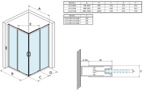 Gelco SIGMA SIMPLY BLACK obdélníkový sprchový kout 1000x800 mm, L/P varianta, rohový vstup, čiré sklo, GS2110BGS2180B