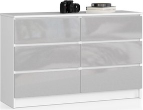 Komoda K120 6SZ bílá/metalický lesk