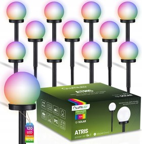 12 x Solární Zahradní Lampa Led Zapichovací ozdobná kulička Bílá Koule 10 cm Rgb