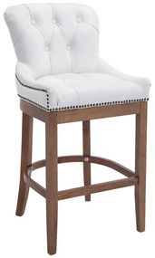Barová židle Buckingham ~ kůže, dřevěné nohy světlá antik - Bílá