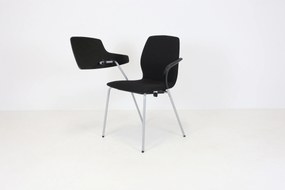 Židle konferenční, Bene, černá/šedá, područky, stolek černý