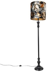 Stojací lampa černá s odstínem květu 40 cm - Classico