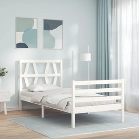 Rám postele s čelem bílý 100 x 200 cm masivní dřevo,  3194367 HangarStore.cz