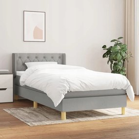 Box Spring Postel S Matrací Textil Světle Šedá Prošívaný design 80 x 200