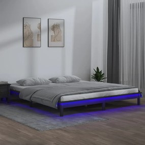 820603 vidaXL Rám postele s LED světlem šedý 120 x 200 cm masivní dřevo