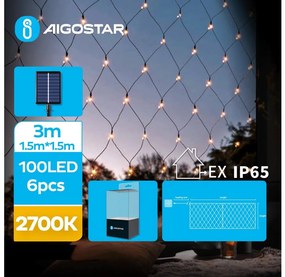 Aigostar B.V. | Aigostar - LED Solární vánoční řetěz 100xLED/8 funkcí 4,5x1,5m IP65 teplá bílá | AI0438