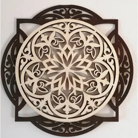 Dřevěný dekorativní obrázek s elegantním vzorem - mandala I SENTOP PR0304