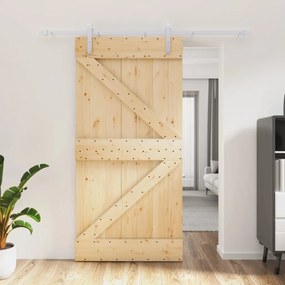 Posuvné Dveře S Kováním 100 X 210 Cm Masivní Borové Dřevo