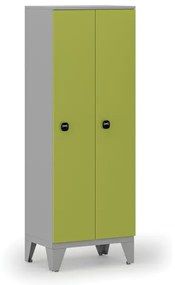 Dřevěná šatní skříňka, snížená, 2 oddíly, RFID zámek, šedá/zelená