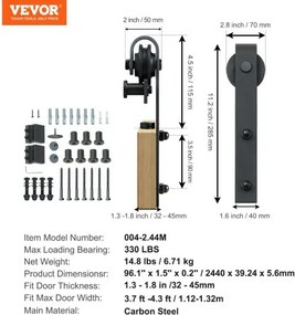 Hardwarová sada posuvných dvířek 2,4 m, 149,7 kg – 004-2,44 M