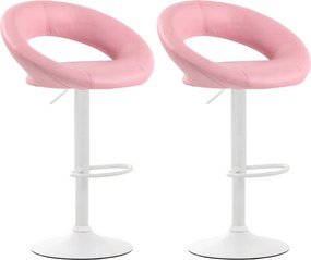 2x Barová židle Olinda - koženka, bílý rám - růžová