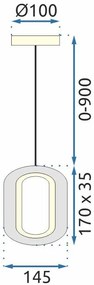 Toolight Toolight, LED křišťálové závěsné svítidlo, 7W, 4000K, 500lm, G114-1CP, zlatá, OSW-09709