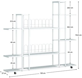 Kondela Kovový stojan na květiny, bílá, LASKIA