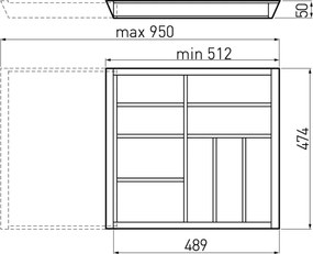 IN-DURO Příborník dřevěný REGUL nastavitelná šířka (51,2 - 95 cm), hloubka 47 cm, buk
