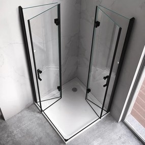 BPS-koupelny Čtvercový sprchový kout HYD-SK08B 80x80 černý/transparent + vanička HYD-OSV-SXL02A černá