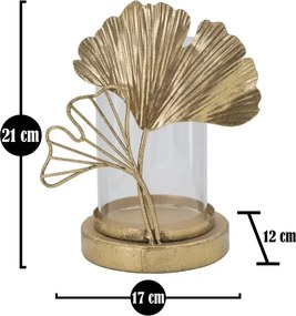 Svícen Leaf 21 cm čirý/zlatý
