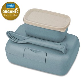 CANDY READY set dvou obědových boxů s příborem Modrá Organic KOZIOL