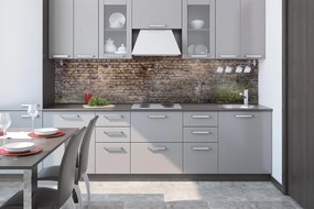 DIMEX | Fototapeta do kuchyně Staré špinavé cihly KI-260-304 | 260 x 60 cm | šedá, černá, hnědá