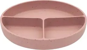 KikkaBoo Talíř dělený s přísavkou Platinum Silicone Blush / od 6 měsíc