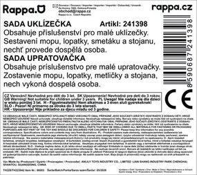 RAPPA Sada Uklízečka s kyblíkem a mopem / Dětská úklidová sada / Plast