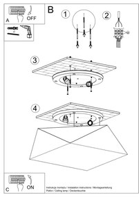 Stropní svítidlo Hexa, 1x šedé plastové stínítko, (bílý plast), (35 cm)