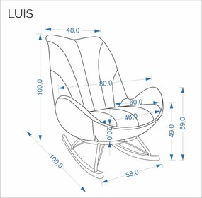 Čalouněné houpací křeslo LUIS šedé