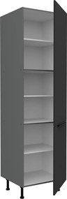 ARIA ab | vysoká skříňka 60 DK-215 2F potravinová s policemi | 60 cm | ANTI FINGERPRINT povrch | antracit/černá