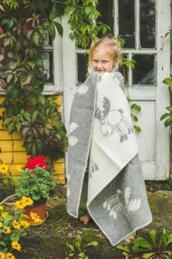 Vlněná deka pro děti s motivem losa, 130x90cm