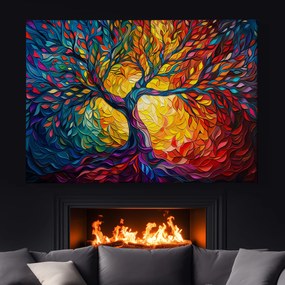 Obraz na plátně - Strom života Listy do větru FeelHappy.cz Velikost obrazu: 180 x 120 cm