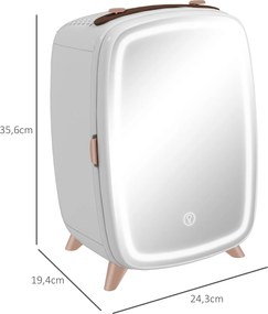 HOMCOM Mini lednička 6 l Malá kosmetická lednička s funkcí chlazení, přenosná kosmetická lednička na kosmetiku, nápoje, ovoce, bílá