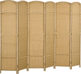 HOMCOM 6 Panelů 240 x 170 cm Bambusový Paravan Skládací Zábrana pro Ochranu Soukromí do Obývacího Pokoje Přirodní | Aosom
