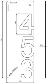 Domovní číslo tabulka lakovaná 4 Velikost: 13 x 37 cm  (L), Odstín: RAL 9005 - černá