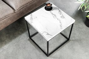 Designový odkládací stolek Haines 45 cm vzor bílý mramor
