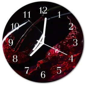 Nástenné skleněné hodiny víno fi 30 cm