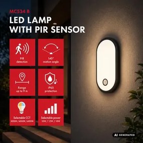 MCE534 B černá / Venkovní LED svítidlo / senzor pohybu PIR
