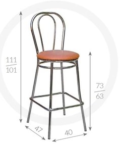 Barová židle Tulipán Metpol  111/101 x 73/63 x 47 x 40 Barva: černá