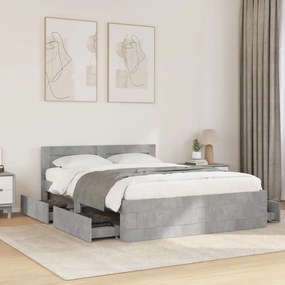 Rám postele s čelem betonově šedý 120 x 190 cm kompozitní dřevo 3295607