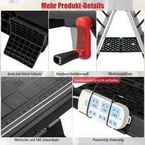 Costway Skládací pracovní stůl výškově nastavitelný, 55 - 82 cm TH10046RE