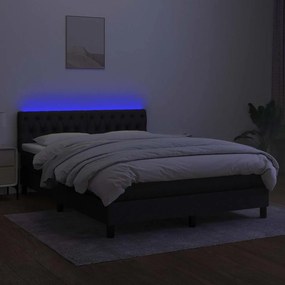 Box spring postel s matrací a LED černá 140x190 cm textil 3133391