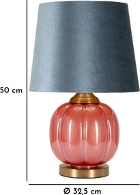 Červená/modrá skleněná stolní lampa s textilním stínidlem (výška 50 cm) Helene – Mauro Ferretti