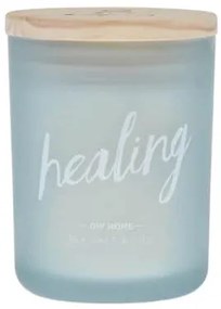 dw HOME Vonná svíčka Yoga - Healing 212 g, modrá barva, sklo, dřevo