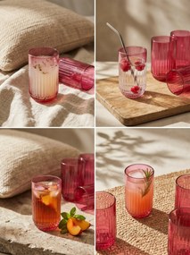 Sinsay - Sada žebrovaných sklenic 4 pack - sytě růžová