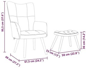 Křeslo ušák, relaxační, s podnožkou, nohy dřevěné, šedá, NoBi KOMODO 3