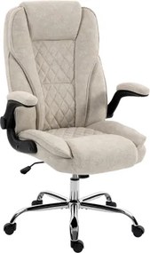HOMCOM kancelářská židle, ergonomická kancelářská židle, výškově nastavitelná, zdvižná podržka rukou, 70 x 114-122 cm, béžová