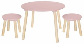 JaBaDaBaDoo Dětský dřevěný stůl se dvěma židlemi - růžová