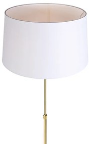 Chytrá stojací lampa zlatá s lněným stínítkem bílým 45 cm vč. Wifi A60 - Parte