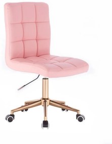 LuxuryForm DESIGN Otočná židle TOLEDO na zlaté podstavě s kolečky - růžová